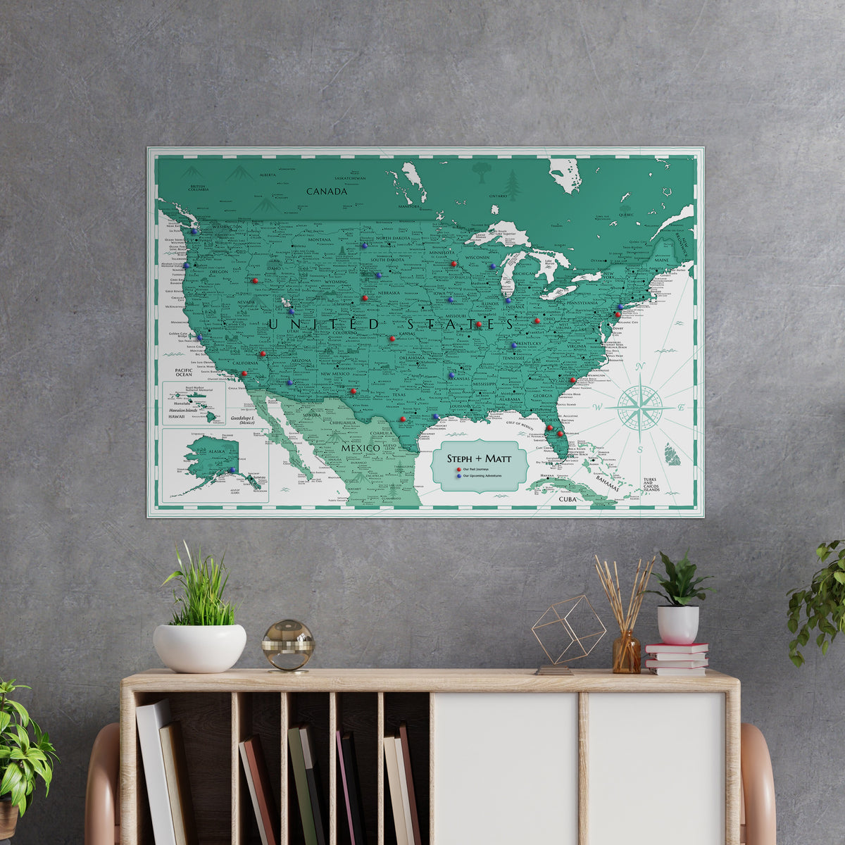 Pinnable USA Journey Map - Modern Green – Sentigrams