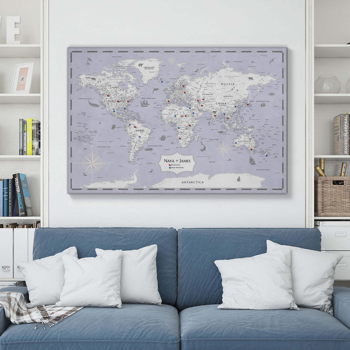 Pinnable World Journey Map - Vintage Blue – Sentigrams